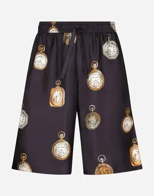 Dolce & Gabbana Printed Silk Twill Jogging Shorts - Print