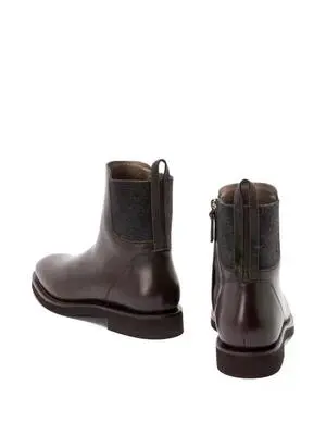 Brunello Cucinelli 30mm Monili-chain Leather Ankle Boots