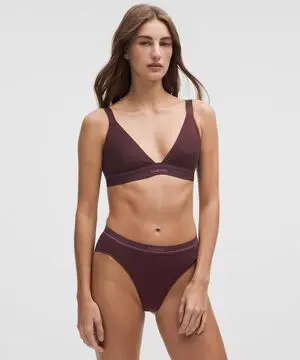 Lululemon Stretch Cotton Ribbed Logo Bralette - Goodnight Plum