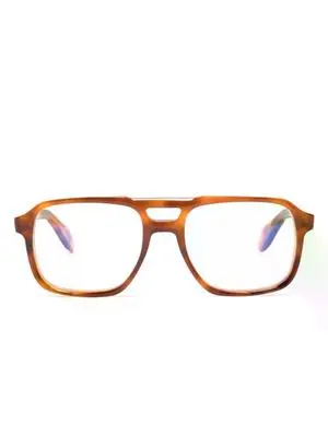 CUTLER & GROSS Tortoiseshell-effect Rectangle-frame Glasses - Brown