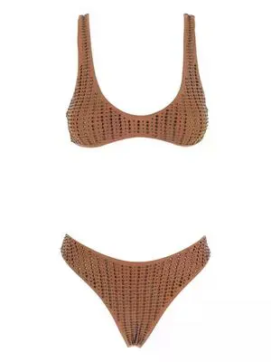 VENUJA Rhinestone-embellished Bikini - Brown