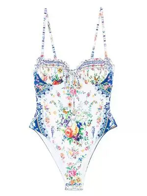 Camilla Floral-print One-piece Swimsuit - White
