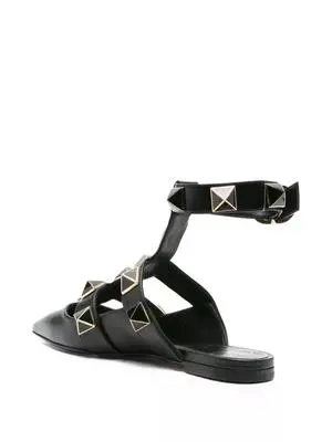 Valentino Garavani Roman Stud Pointed-toe Ballerina Flats - Black