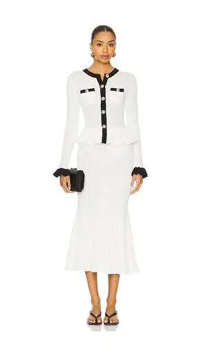 SELF-PORTRAIT Knit Contrast Midi Dress