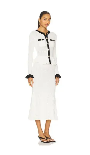 SELF-PORTRAIT Knit Contrast Midi Dress