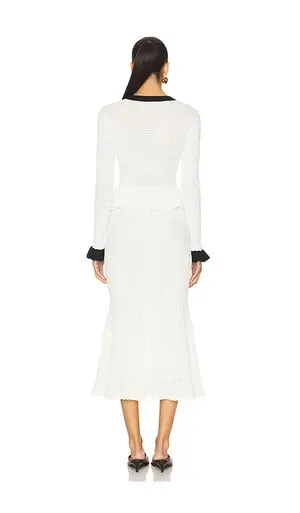 SELF-PORTRAIT Knit Contrast Midi Dress