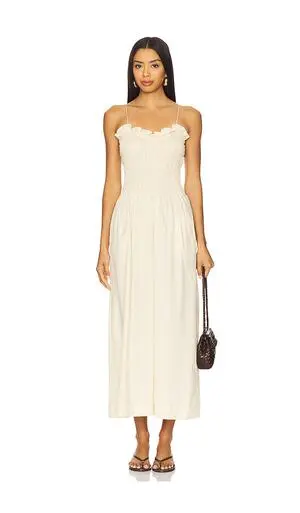 SWF Ruffled Bodice Midi Dress In Neutral