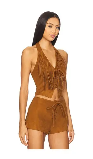 LOVERS AND FRIENDS Noella Faux Suede Halter Top