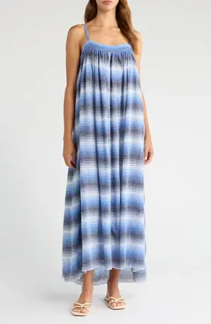 LEMLEM Eda Stripe Cotton Cover-up Sundress - Feven Blue