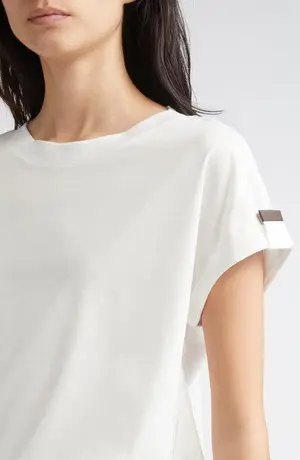 Eleventy Grosgrain Loop Detail T-shirt - 01 White