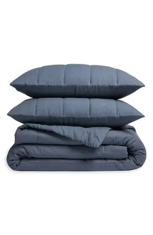Nordstrom Organic Cotton Mélange Quilted Comforter & Shams Set - Navy Blue