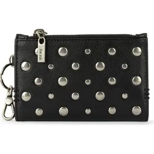 THE SAK Encino Leather Card Wallet - Black Silver Stud