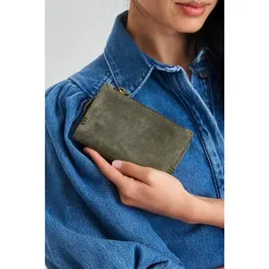 THE SAK Encino Leather Card Wallet - Moss Suede