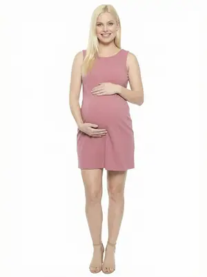 24SEVEN COMFORT APPAREL Maternity Mini Shift Dress Rose