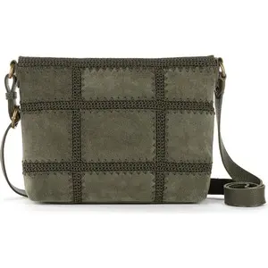 THE SAK Melrose Leather Crossbody Bag Moss Suede Patch