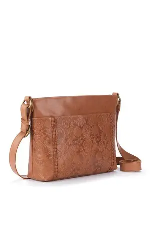 THE SAK Melrose Leather Crossbody Bag - Tobacco Floral Emboss