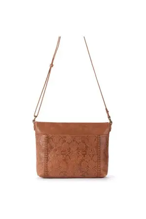 THE SAK Melrose Leather Crossbody Bag - Tobacco Floral Emboss