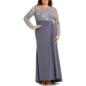 Mac Duggal Embroidered Bodice Jersey Skirt Gown