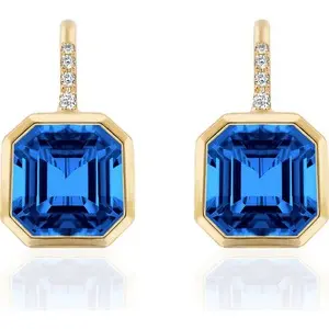 Goshwara Asscher-cut Semiprecious Stone & Diamond Drop Earrings - Deep Blue