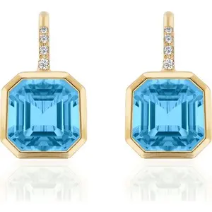 Goshwara Gossip Asscher-cut Stone & Diamond Drop Earrings - Pale Blue