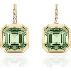 Goshwara Gossip Asscher-cut Stone & Diamond Drop Earrings - Translucent Green