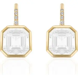 Goshwara Gossip Asscher-cut Stone & Diamond Drop Earrings - White