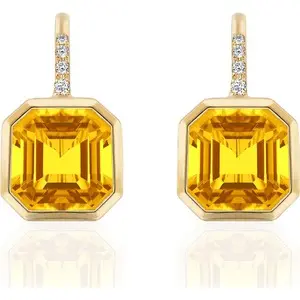 Goshwara Asscher-cut Semiprecious Stone & Diamond Drop Earrings - Yellow