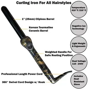 JOSE EBER Clipless Curling Iron 1" Marble