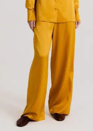 Women's Gold Silk Pants
