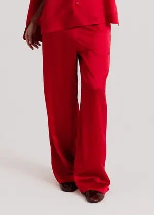 ALAS Silk Wide Leg Pants - Red
