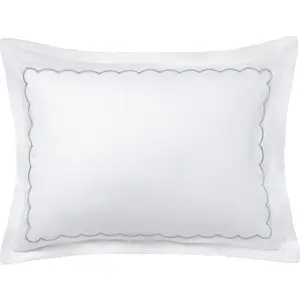 DOMANI HOME Scallop Hotel Pillow Sham - Blue Embroidery
