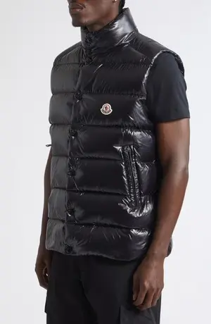 Moncler Tibb Water Repellent Down Puffer Vest - Black/black