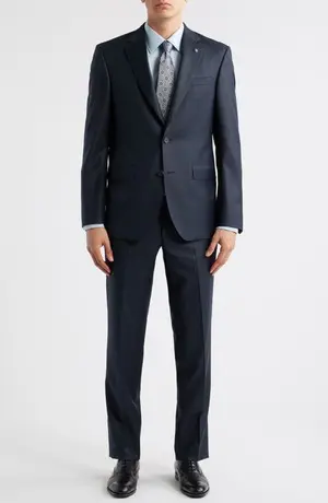 JACK VICTOR Stacey Trim Fit Solid Stretch Super 110s Suit - Navy
