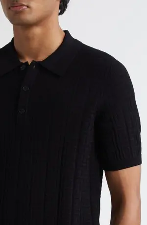 Balmain Monogarm Jacqurd Polo Sweater