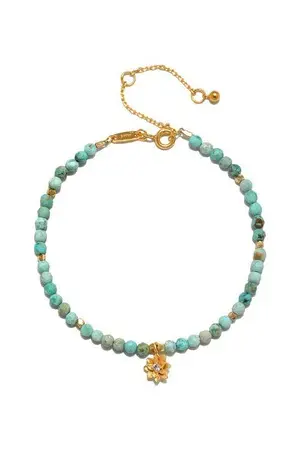 SATYA JEWELRY Turquoise Lotus December Birthstone Bracelet - Blue