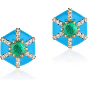 Goshwara Queen Hexagon Stud Earrings