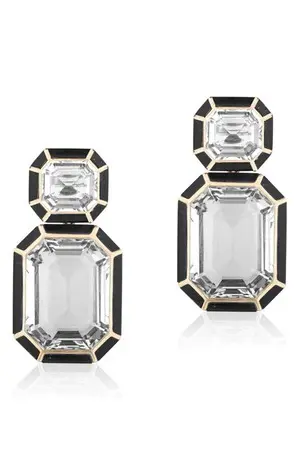 Goshwara Mélange Emerald-cut Drop Earrings - Black / Clear