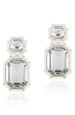 Goshwara Mélange Emerald-cut Drop Earrings - Clear