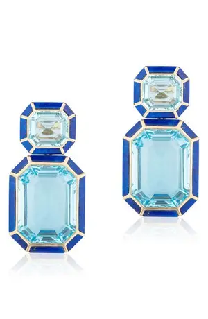 Goshwara Mélange Emerald-cut Drop Earrings - Pale Blue