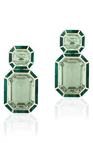 Goshwara Mélange Emerald-cut Drop Earrings - Translucent Green