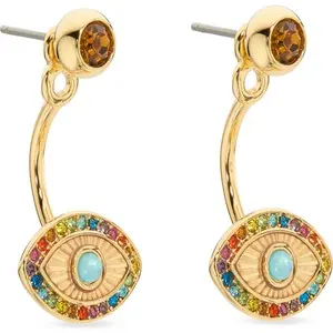 Kurt Geiger Rainbow Evil Eye Barbell Drop Earrings - Multi/ Gold