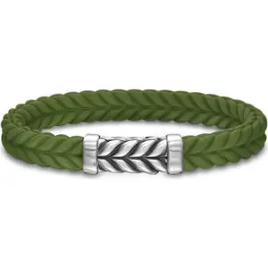 David Yurman Chevron Rubber Bracelet - Green/sterling Silver