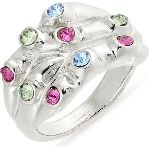 Collina Strada Stacked Crystal Ring - Silver Multi