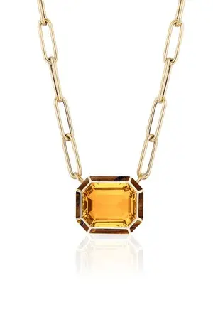 Goshwara Melange Emerald Cut Pendant Necklace - Citrine/lapis