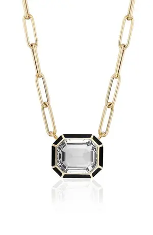 Goshwara Melange Emerald Cut Pendant Necklace - Rock Crystal/onyx