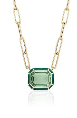 Goshwara Melange Emerald Cut Pendant Necklace Translucent Green
