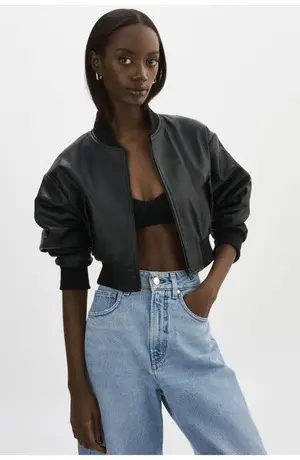 Cropped Faux Leather Jackets for Women