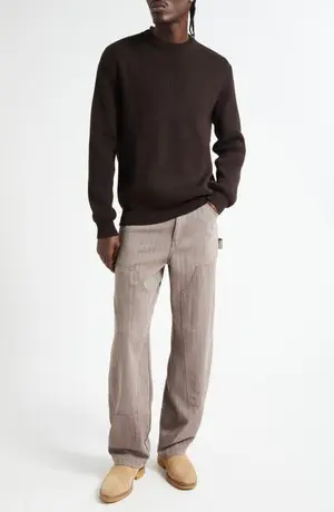 GOLDEN GOOSE Journey Virgin Wool-blend Herringbone Painter Pants - Maroon