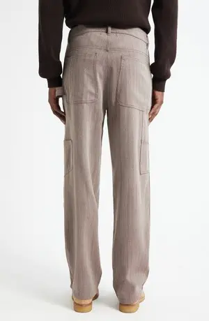 GOLDEN GOOSE Journey Virgin Wool-blend Herringbone Painter Pants - Maroon
