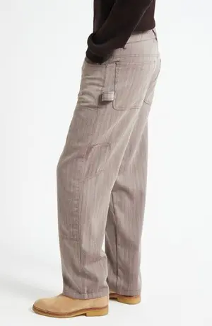 GOLDEN GOOSE Journey Virgin Wool-blend Herringbone Painter Pants - Maroon
